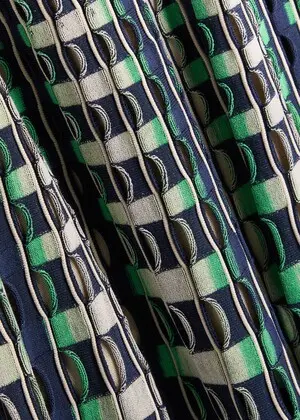 Simkhai Drue Gingham Knit Midi Skirt - Navy