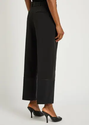 Tory Burch Satin Cuffs Cropped Crepe Trousers