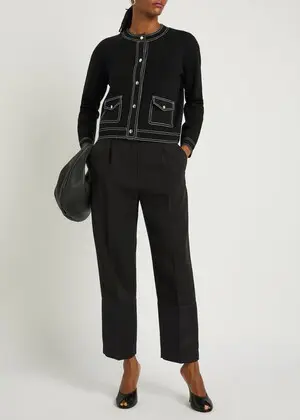 Tory Burch Satin Cuffs Cropped Crepe Trousers