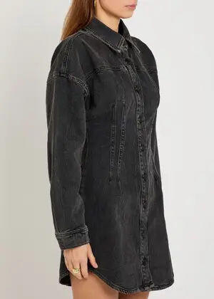 Good American Stretch-denim Mini Shirt Dress