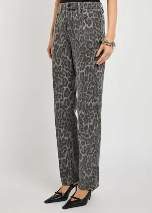 Good American Icon Leopard Straight-leg Jeans - Grey