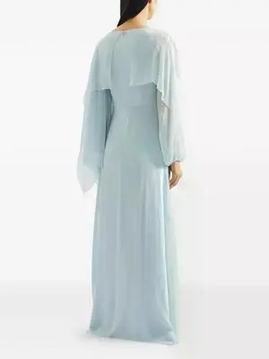 Erdem Long-sleeve Embellished Maxi Dress - Blue