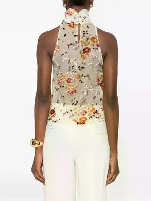 BOTSI Floral-print Ruched Blouse