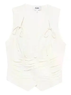 Botsí Tie-detail Ruched Waistcoat - Neutrals