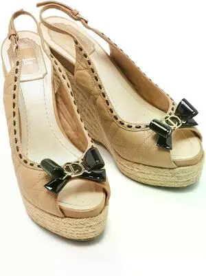 Dior Cannage Bow Wedge Espadrilles