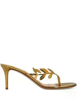 GIANVITO ROSSI Leaf-motif Heeled Mules