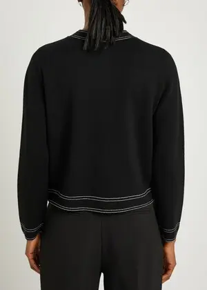 Tory Burch Topstitch Wool Cardigan