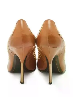 GIUSEPPE ZANOTTI Studded Leather Peep-toe Pumps