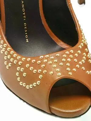 GIUSEPPE ZANOTTI Studded Leather Peep-toe Pumps