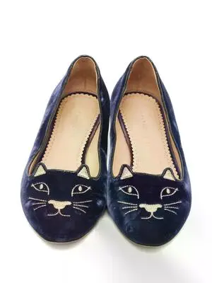 CHARLOTTE OLYMPIA Kitty Embroidered Flat Pumps