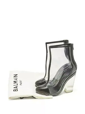 Balmain Chain Block-heel Ankle Boots
