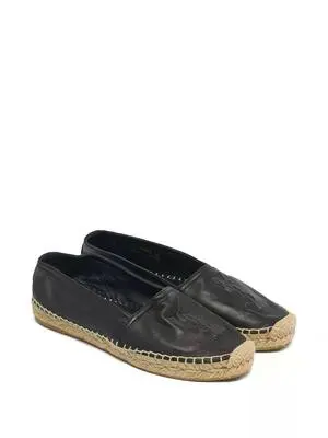 Saint Laurent Logo-detail Flat Espadrilles - Black