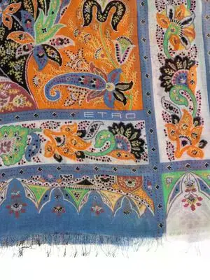 Etro Paisley Border Scarf - Orange