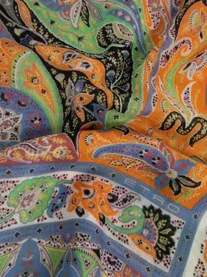 Etro Paisley Border Scarf - Orange