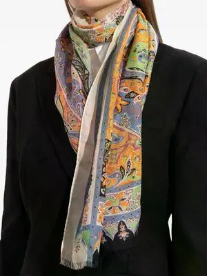 Etro Paisley Border Scarf - Orange