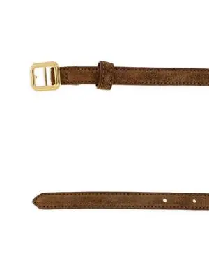 Lié Studio Georgia Slim Calf Suede Buckle Belt - Brown
