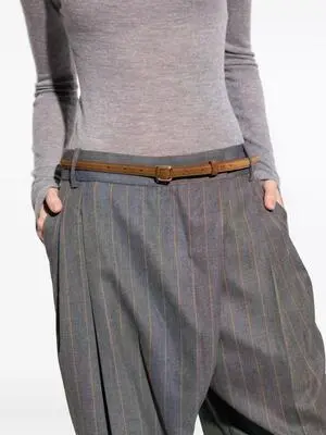 Lié Studio Georgia Slim Calf Suede Buckle Belt - Brown