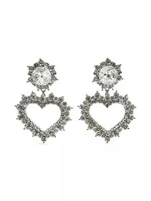 Alessandra Rich Heart-shape Drop Earrings - Silver