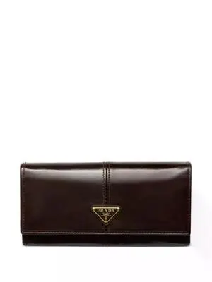 Prada Logo-plaque Leather Wallet - Brown