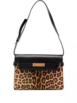Saint Laurent Ponyhair-trimmed Manhattan Shoulder Bag - Black