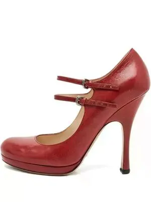 Prada Leather Buckle Mary Jane Pumps