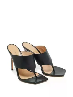 GIANVITO ROSSI Square Toe Leather Slides Sandals