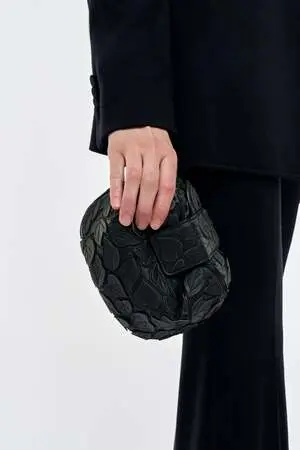 Gabriela Hearst Soft Demi Embroidered Leaves Clutch