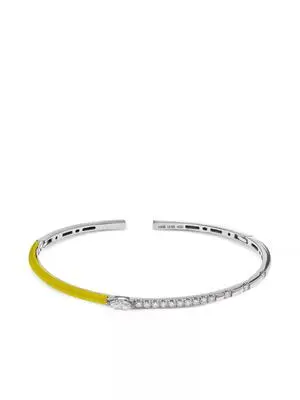 JEWELS AFICIONADO 18k White Gold Diamond Cuff Bracelet - Silver