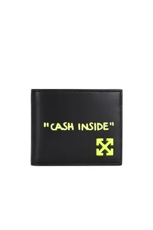 Off-White Jitney Quote Bifold Wallet In Black - Black & Yellow