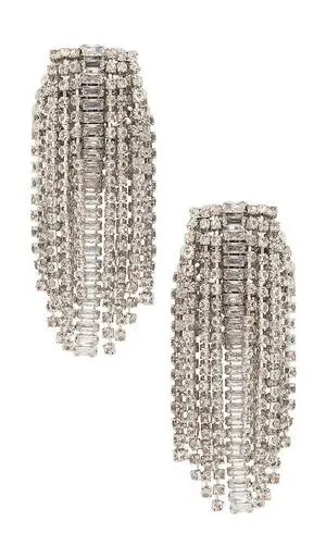 ANTON HEUNIS Omega Clasp Chandelier Brooch Earrings - Crystal & Silver