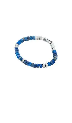 NIALAYA Hexagon Beaded Bracelet - Blue & Silver