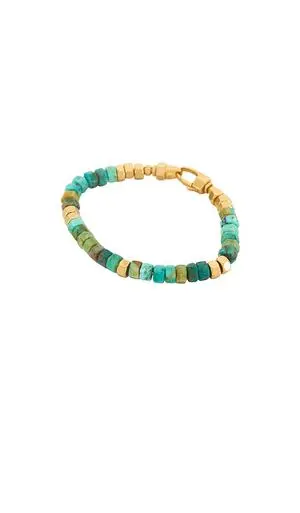 NIALAYA Hexagon Beaded Bracelet - Turquoise & Gold