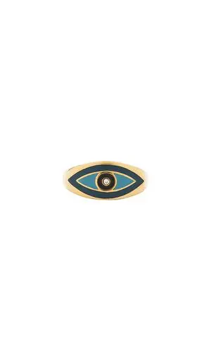 NIALAYA Evil Eye Ring - Turquoise  Blue  & Gold