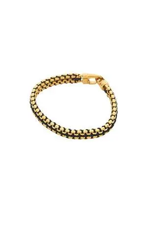 NIALAYA Woven 8mm Box Chain Bracelet - Gold & Black