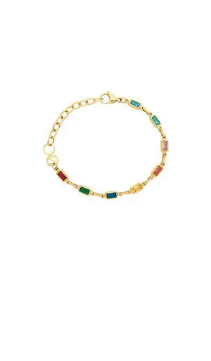 NIALAYA Rectangle Tennis Bracelet - Gold & Multicolor
