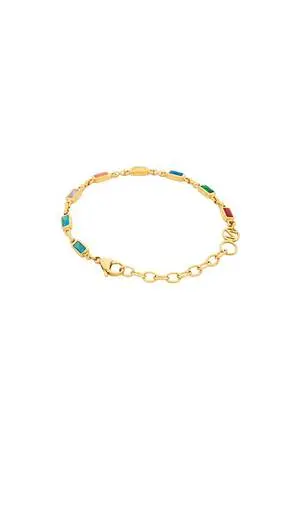 NIALAYA Rectangle Tennis Bracelet - Gold & Multicolor