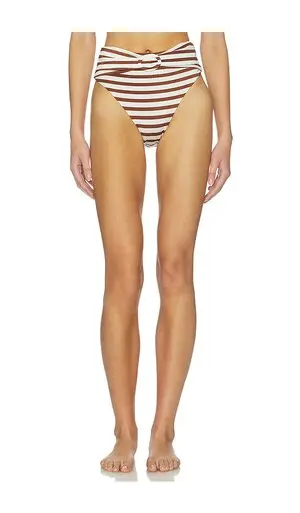Cult Gaia Alouette Bikini Bottom - Small Saddle Stripe