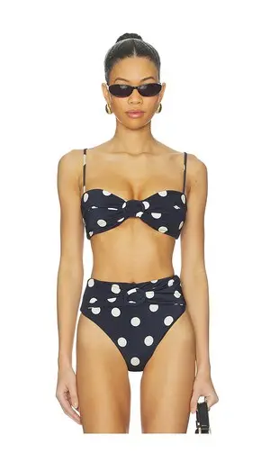 Cult Gaia Alouette Bikini Top - Small Dot Deep Lake