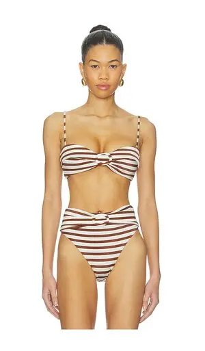 Cult Gaia Alouette Bikini Top - Small Saddle Stripe