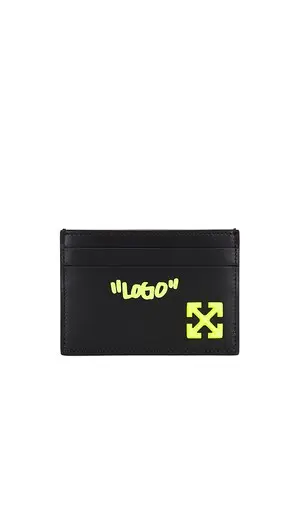 Off-White Jitney Quote Card Case In Black - Black & Yellow