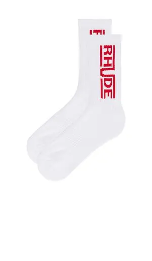 Rhude Champions Logo Socks - White & Red