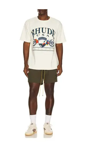 Rhude Usa Sailing Icon Tee In White - Vintage White & Black