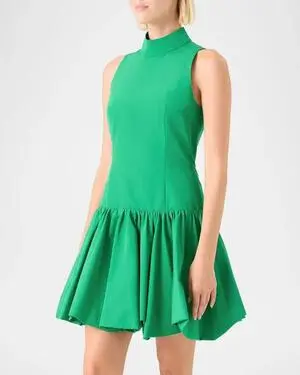 Akris Mock-neck Mini Bubble Dress