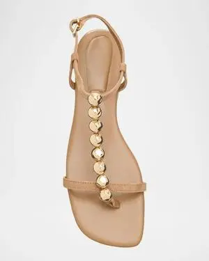 Simkhai Amaya Suede Thong Sandals - Camel