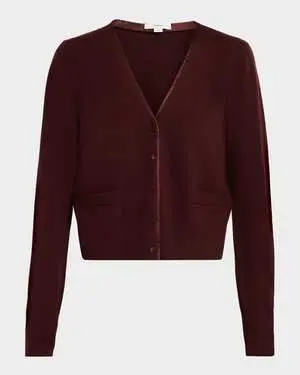 Vince Wool-Cashmere Cardigan - Oxblood