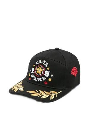 Casablanca Cotton Baseball Cap With Laurel Embroidery - Black