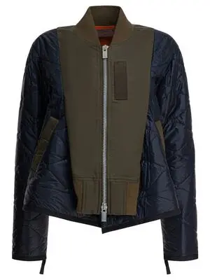 Sacai Bimaterial Bomber Jacket - Green