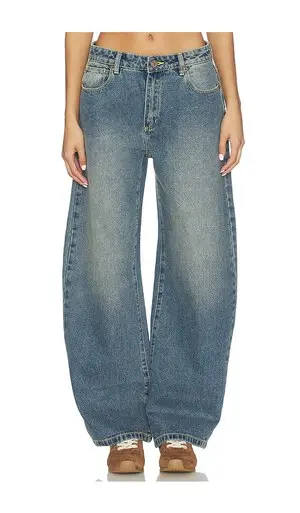 Abrand Denim Contrast Stitching Jeans For Women