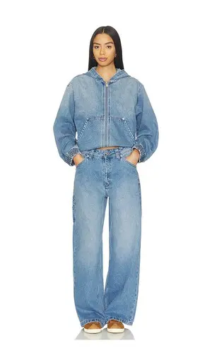 Abrand Denim Hooded Bomber Jacket