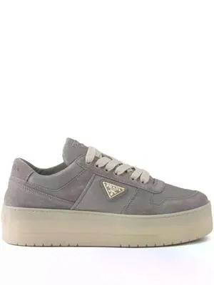 Prada Downtown Suede Platform Sneakers - Grey